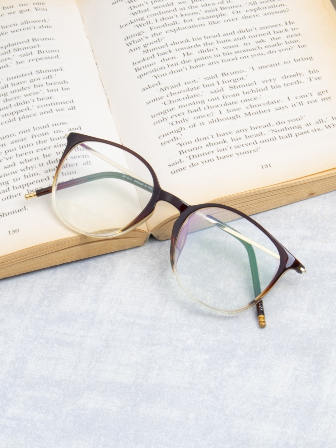 Buy Ted Smith Unisex Gold Toned And Brown Solid Full Rim Round Frames Eyeglasses Frames For