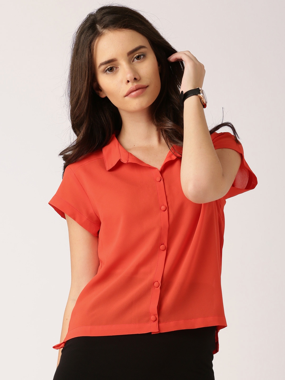 Buy DressBerry Orange Polyester Shirt - Shirts for Women 1405445 | Myntra