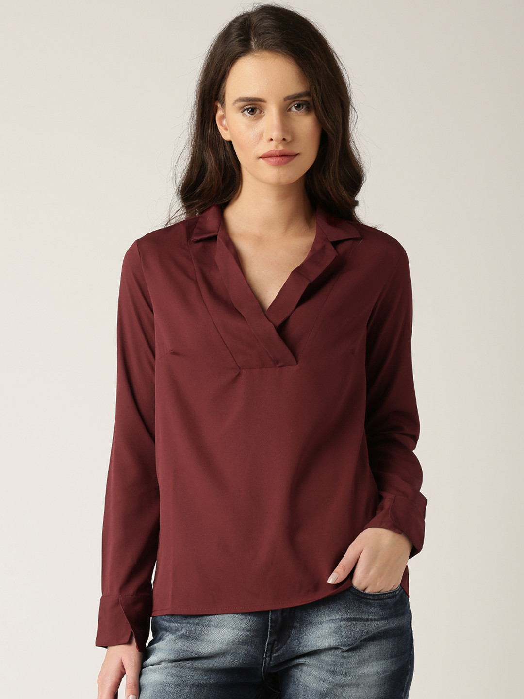 Buy DressBerry Burgundy Polyester Top - Tops for Women 1405495 | Myntra