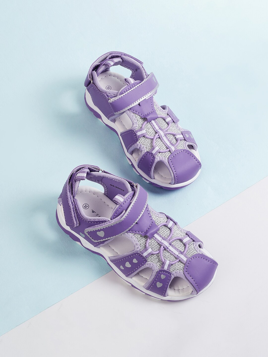 Buy Fame Forever By Lifestyle Girls Purple Printed PU Comfort Sandals ...