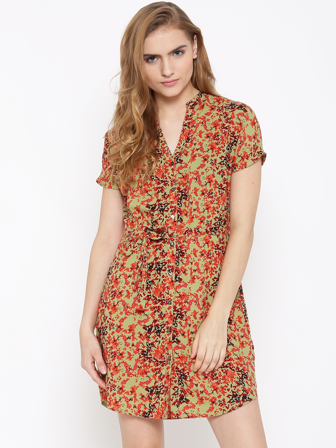 Buy DressBerry Women Green & Orange Printed Shirt Dress - Dresses for ... Buy DressBerry Women Green & Orange Printed Shirt Dress - Dresses for ...