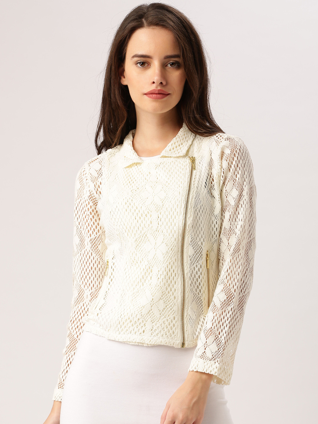 Buy DressBerry Cream Coloured Lace Jacket - Jackets for Women 1407108 ...