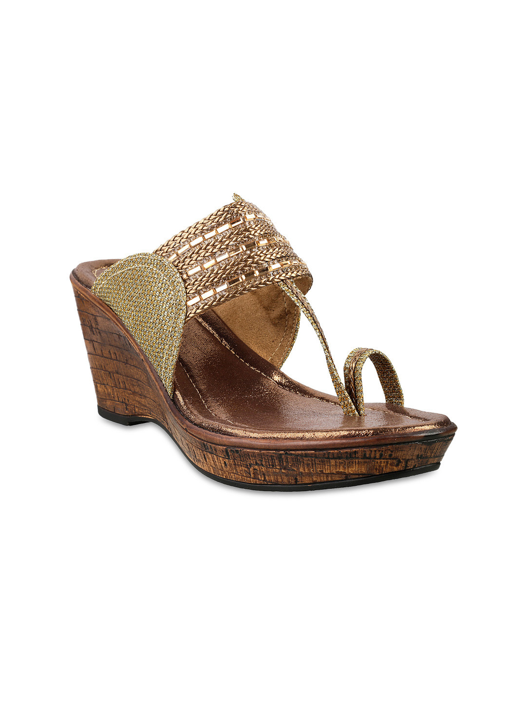 Buy Metro Women Gold Toned Embellished Wedges - Heels for Women 1408043 ...
