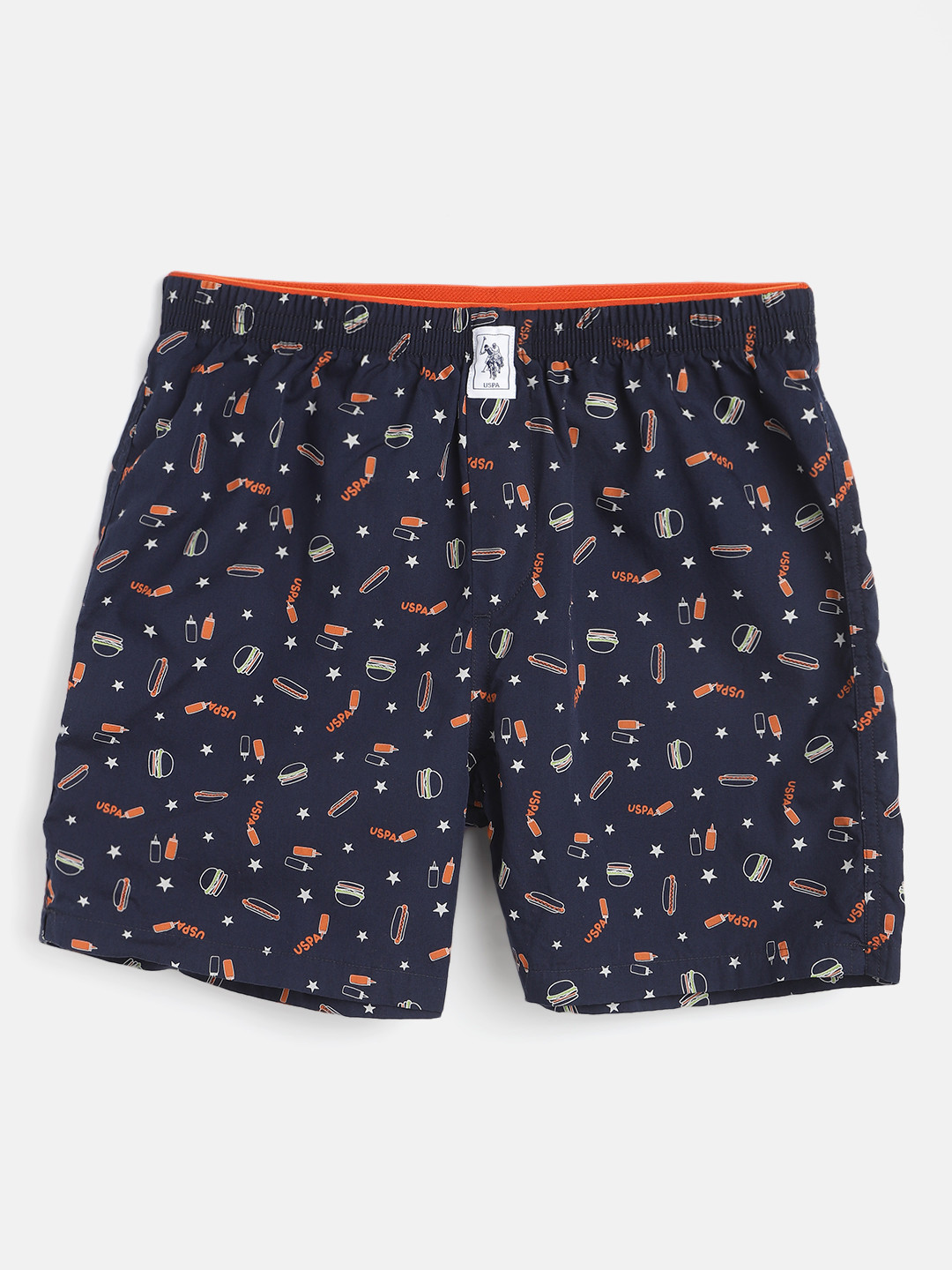 Buy U.S. Polo Assn. Kids Navy Blue & Orange Conversational Print Cotton ...