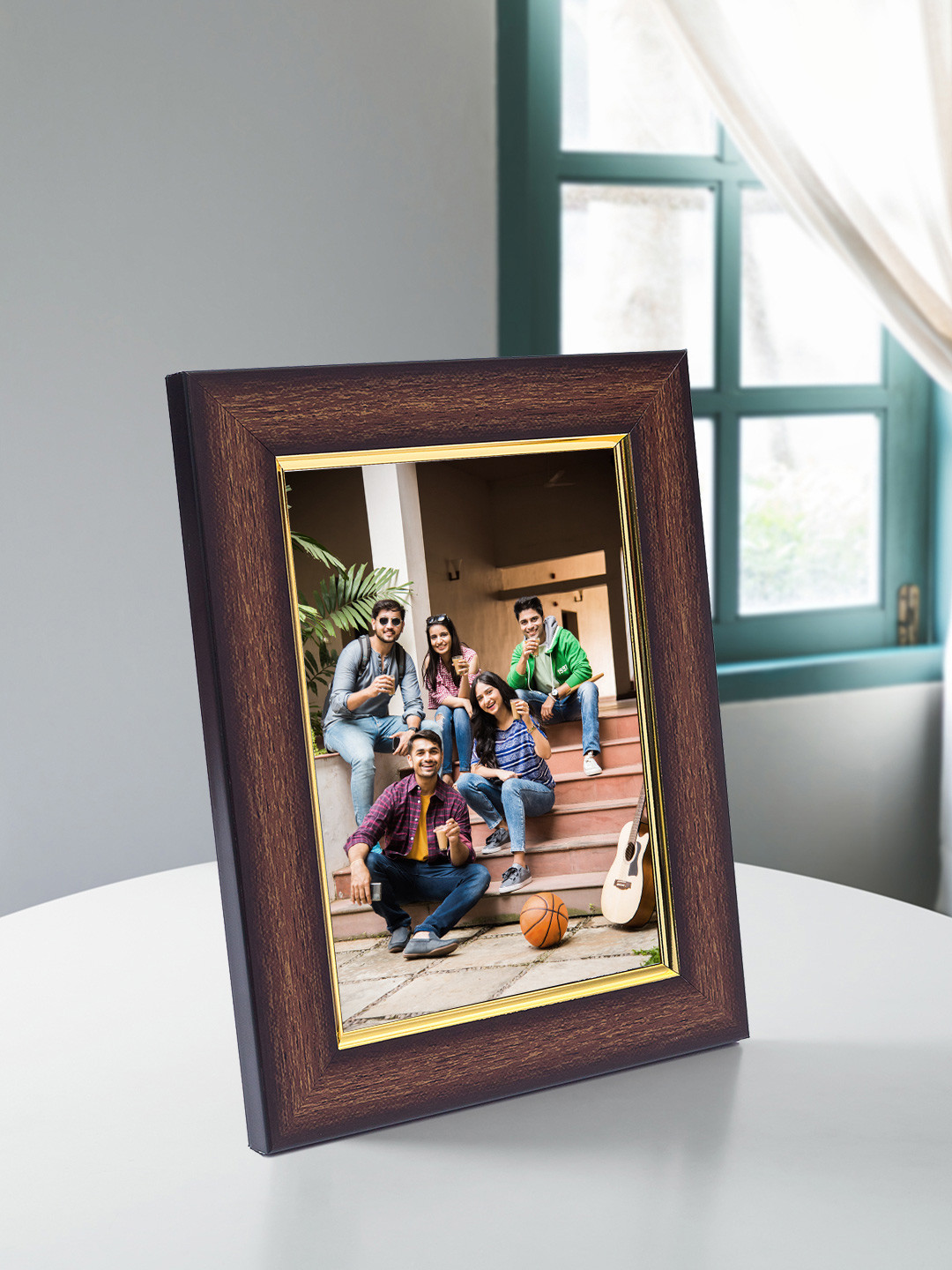 Buy Golden Peacock Brown & Gold Toned Solid Table Top Photo Frame ...