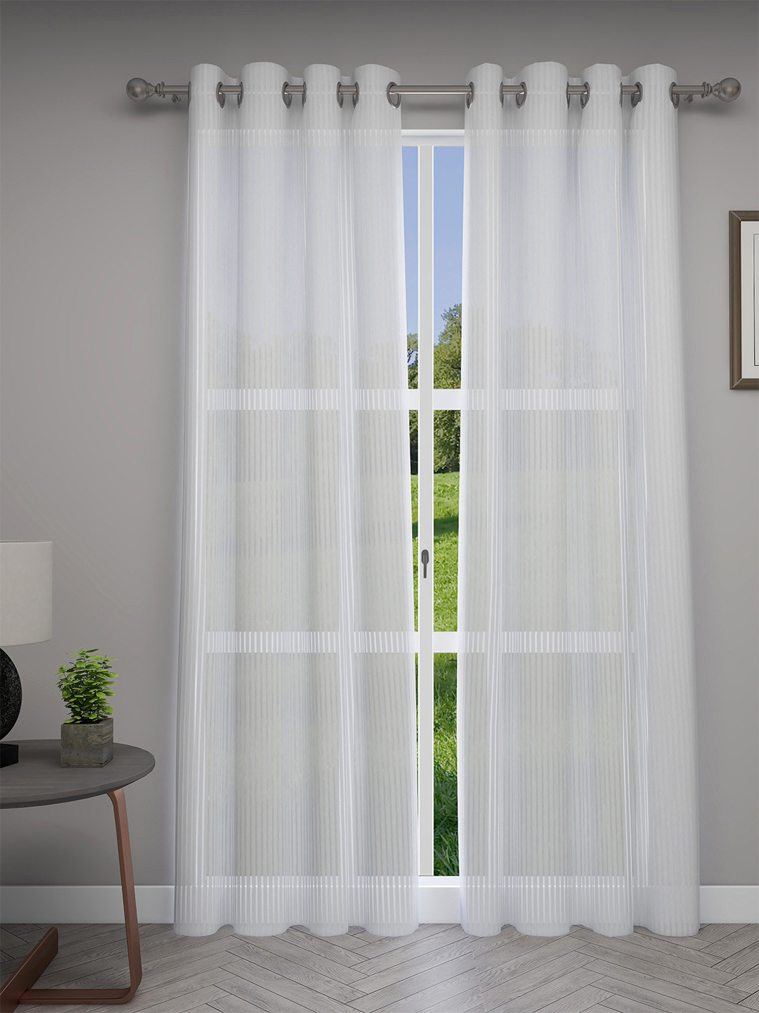 Buy GM Off White Set Of 2 Sheer Door Curtains - Curtains And Sheers for ...