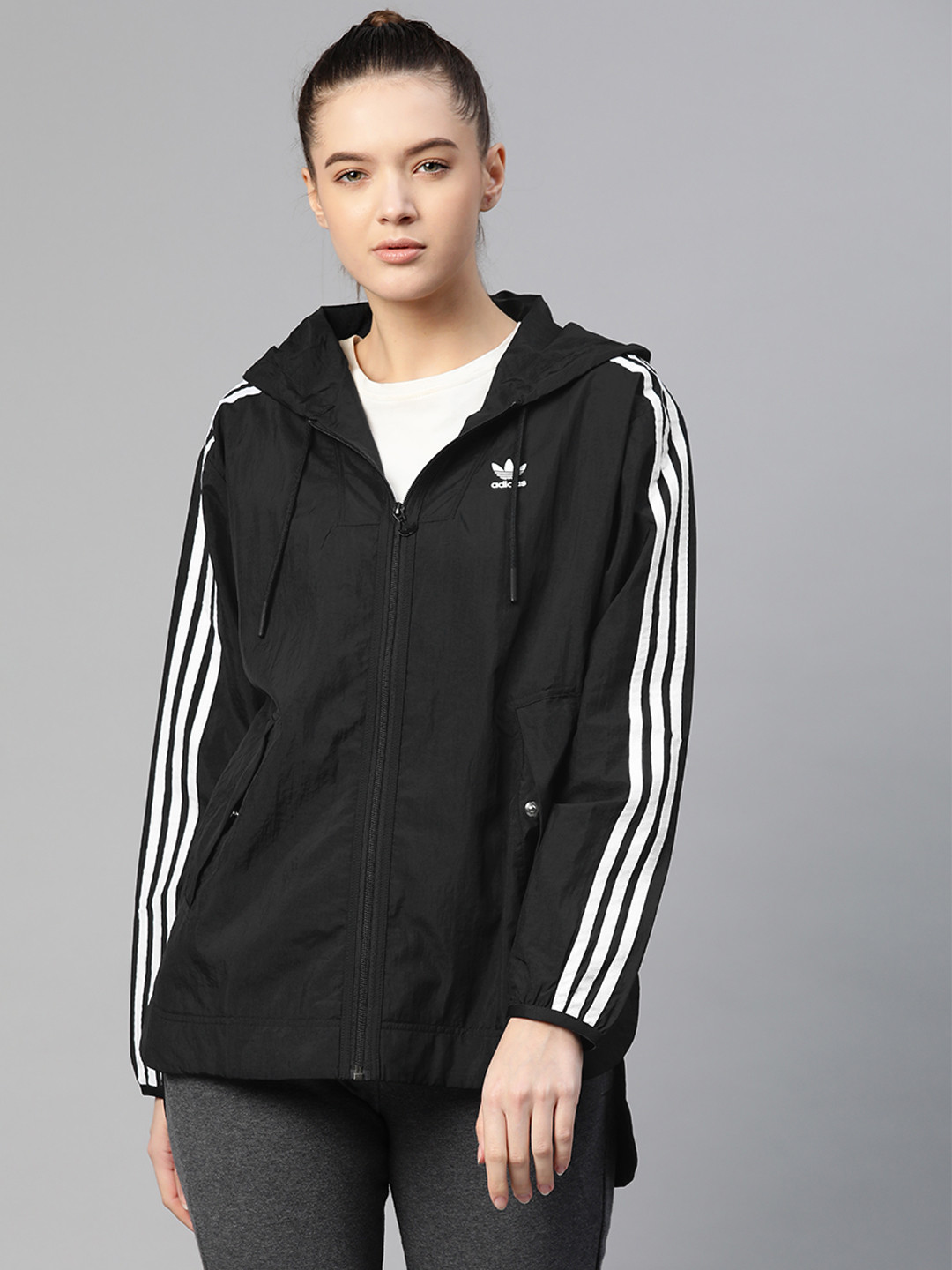 Buy ADIDAS Originals Women Black Lightweight Windbreaker Sustainable ...