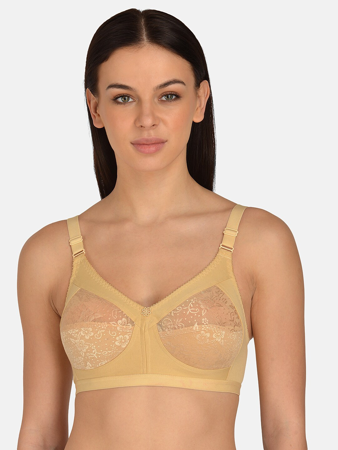 Buy Mod & Shy Beige Self Design Non Wired Non Padded Minimizer Bra MS253 - Bra for Women ...