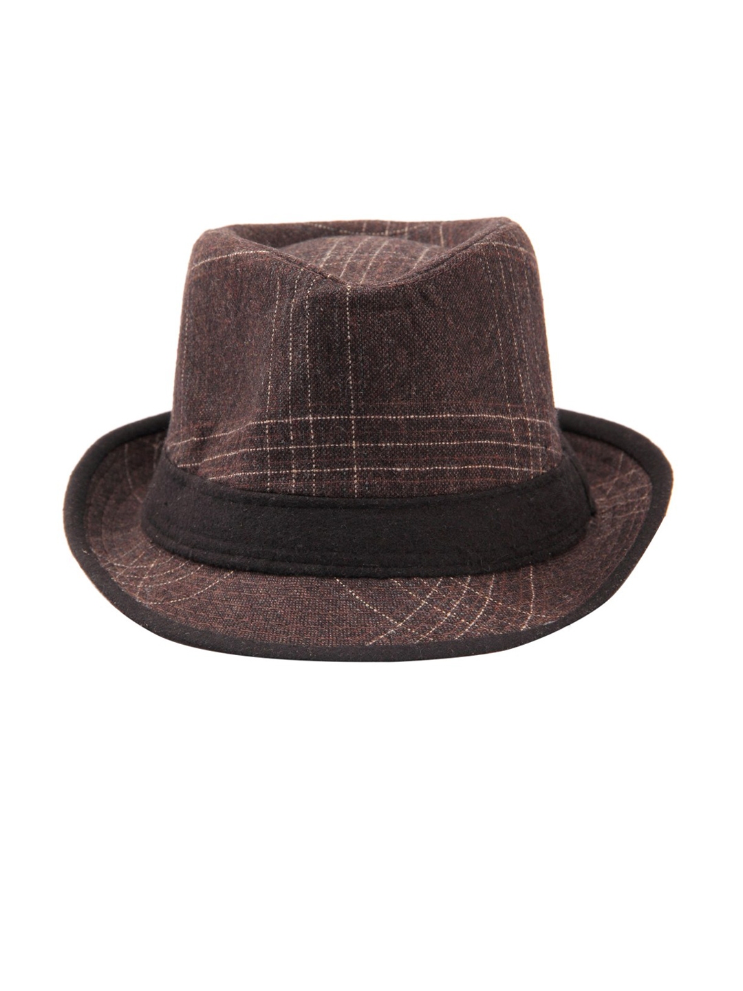 Buy FabSeasons Unisex Brown Checked Fedora Hat - Hat for Unisex 1410783 ...