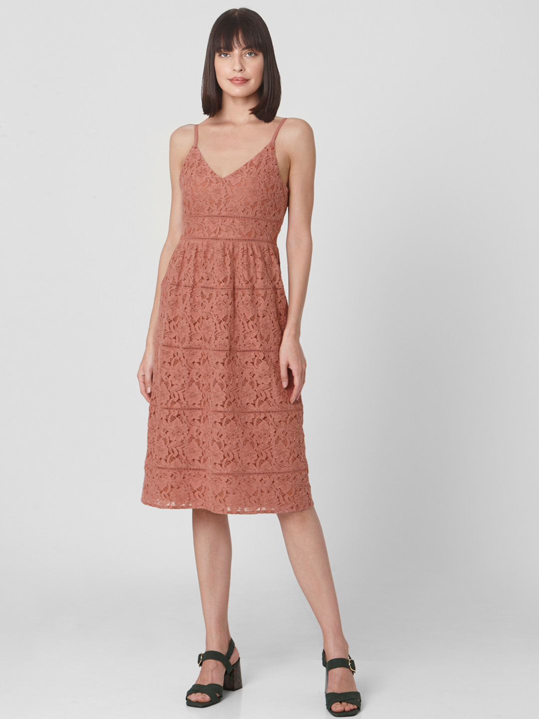 Buy Vero Moda Pink Lace Inserts Dress - Dresses for Women 14111308 | Myntra