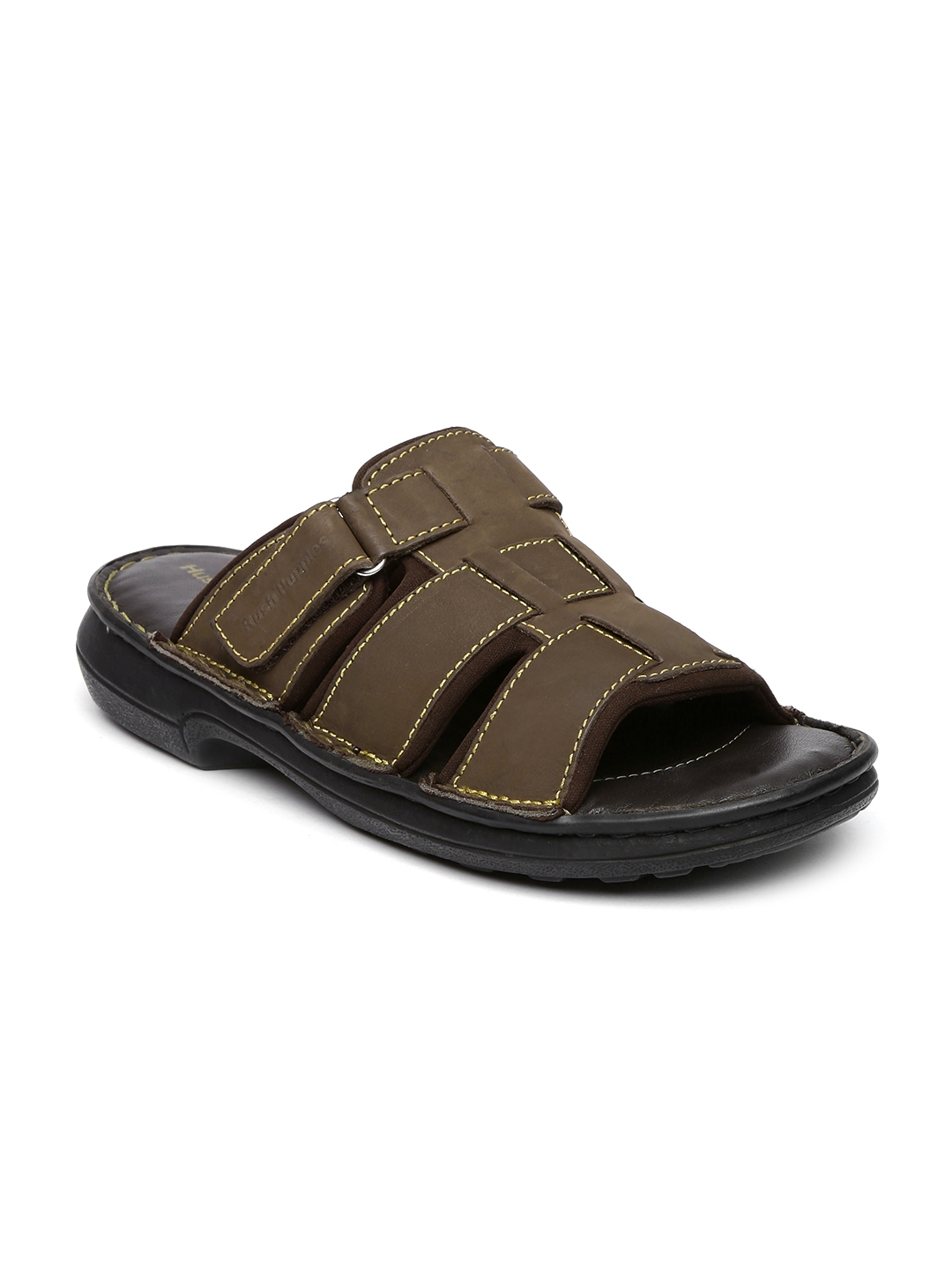Buy Hush Puppies Men Brown Leather Sandals - Sandals for Men 1411590 ...