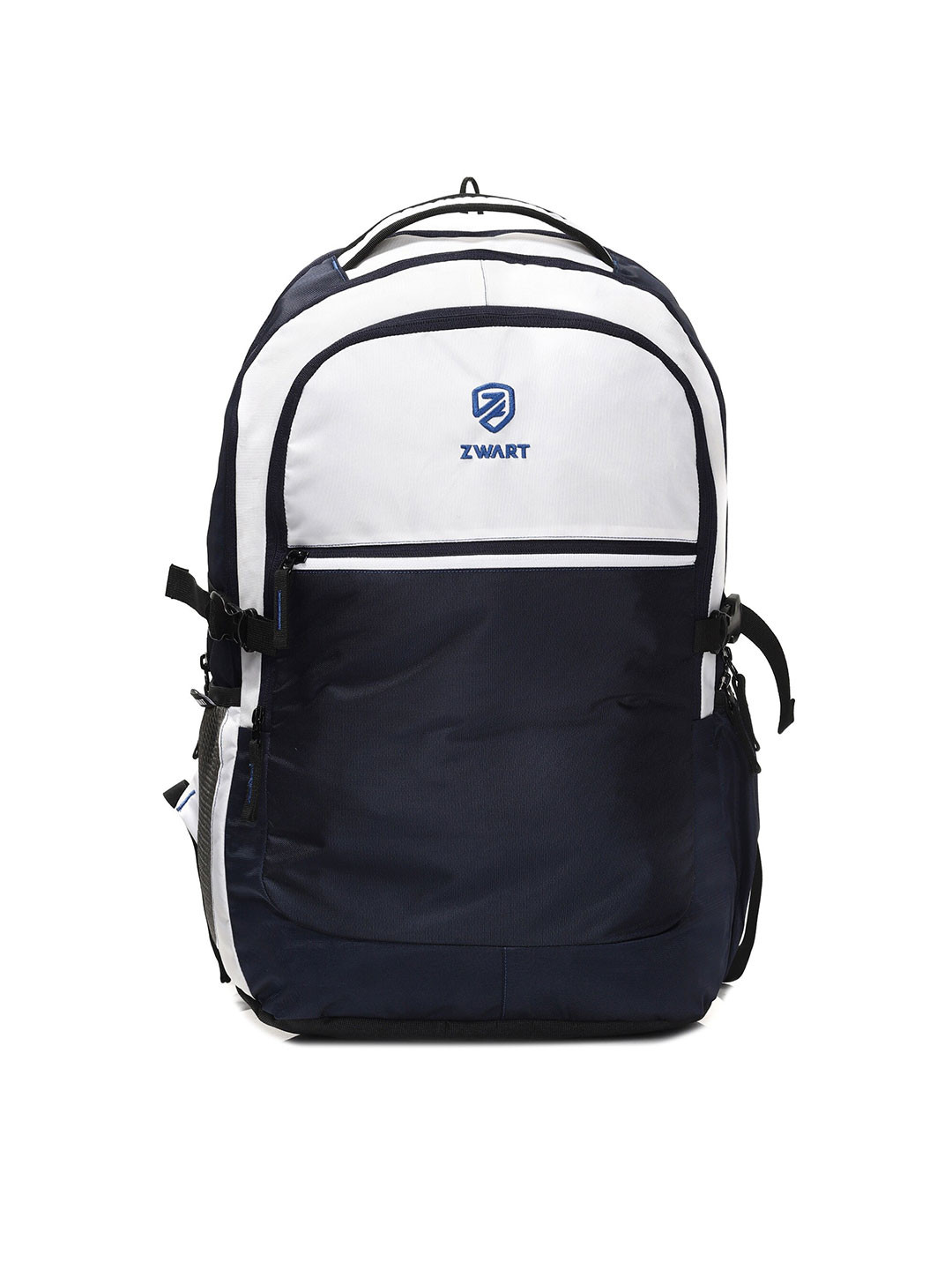 Buy Zwart Unisex Navy Blue & White Colourblocked Backpacks - Backpacks ...