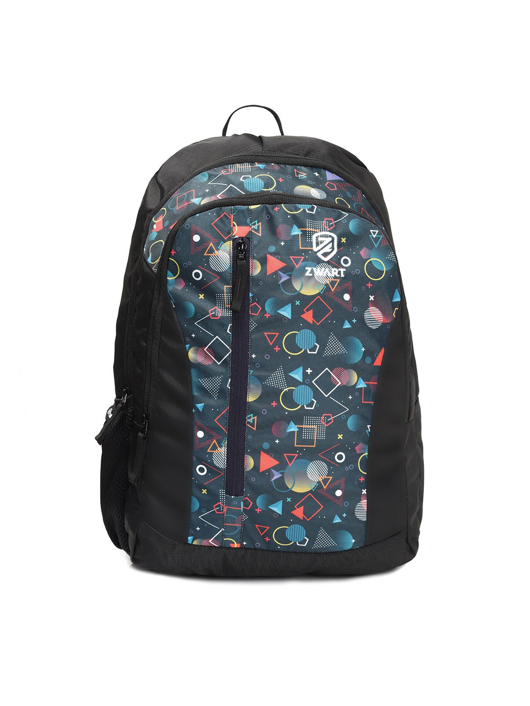 Buy Zwart Unisex Black & Blue Geometric Backpacks - Backpacks for ...