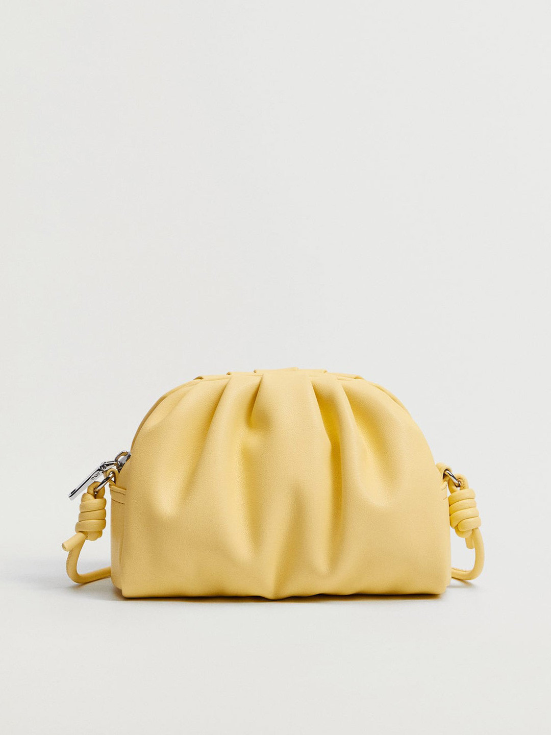 Buy MANGO Yellow Solid Sling Bag With Gather Detail - Handbags for ...