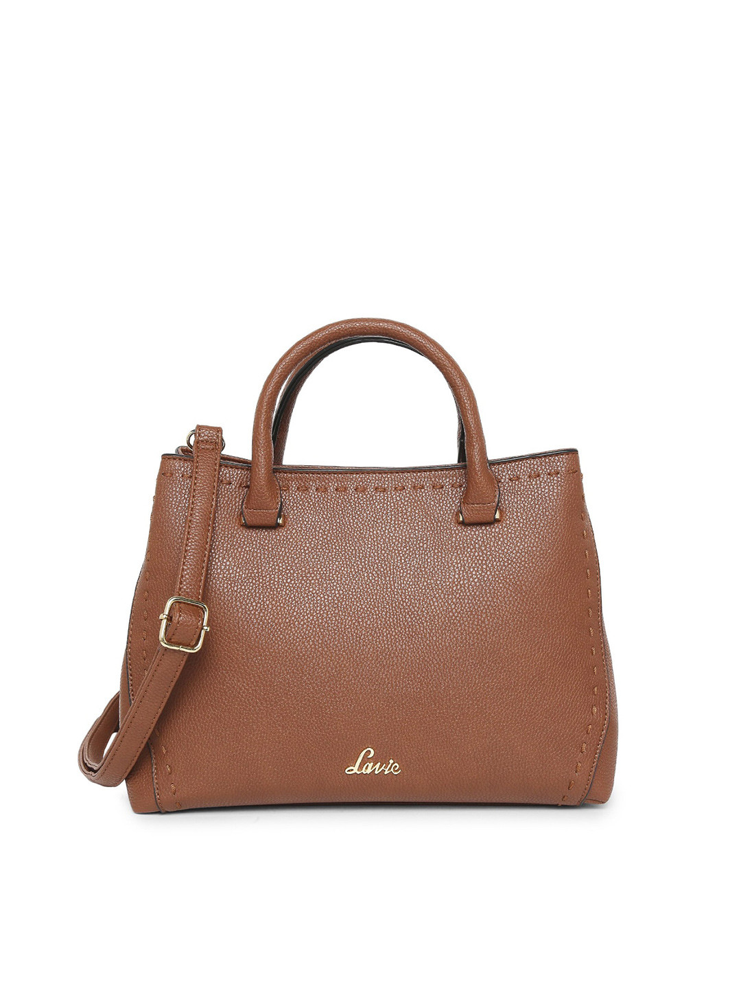 Buy Lavie Omnia Brown Solid Structured Handheld Bag - Handbags for ...