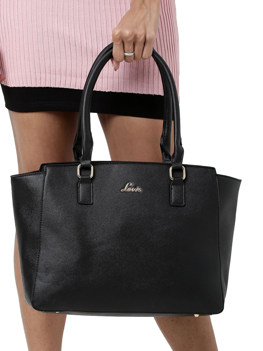 Buy Lavie Kaley Women Black Textured Large Tote Bag - Handbags for ...