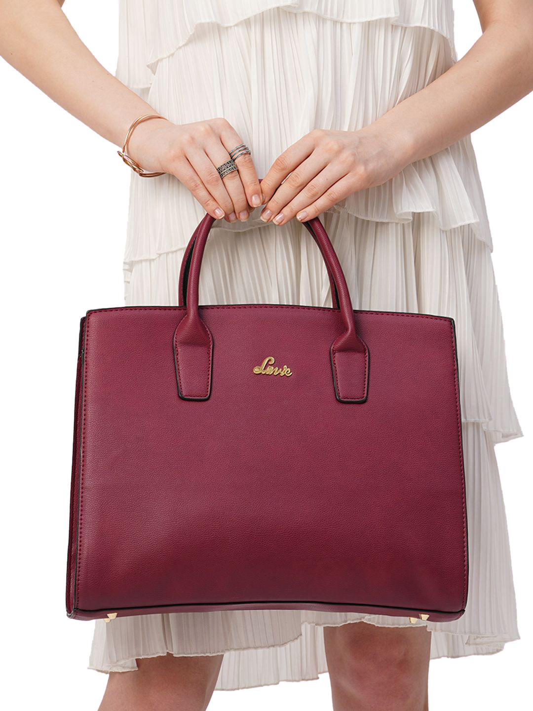 Buy Lavie Ellon Women Burgundy Solid 15 Inch Laptop Bag - Laptop Bag ...