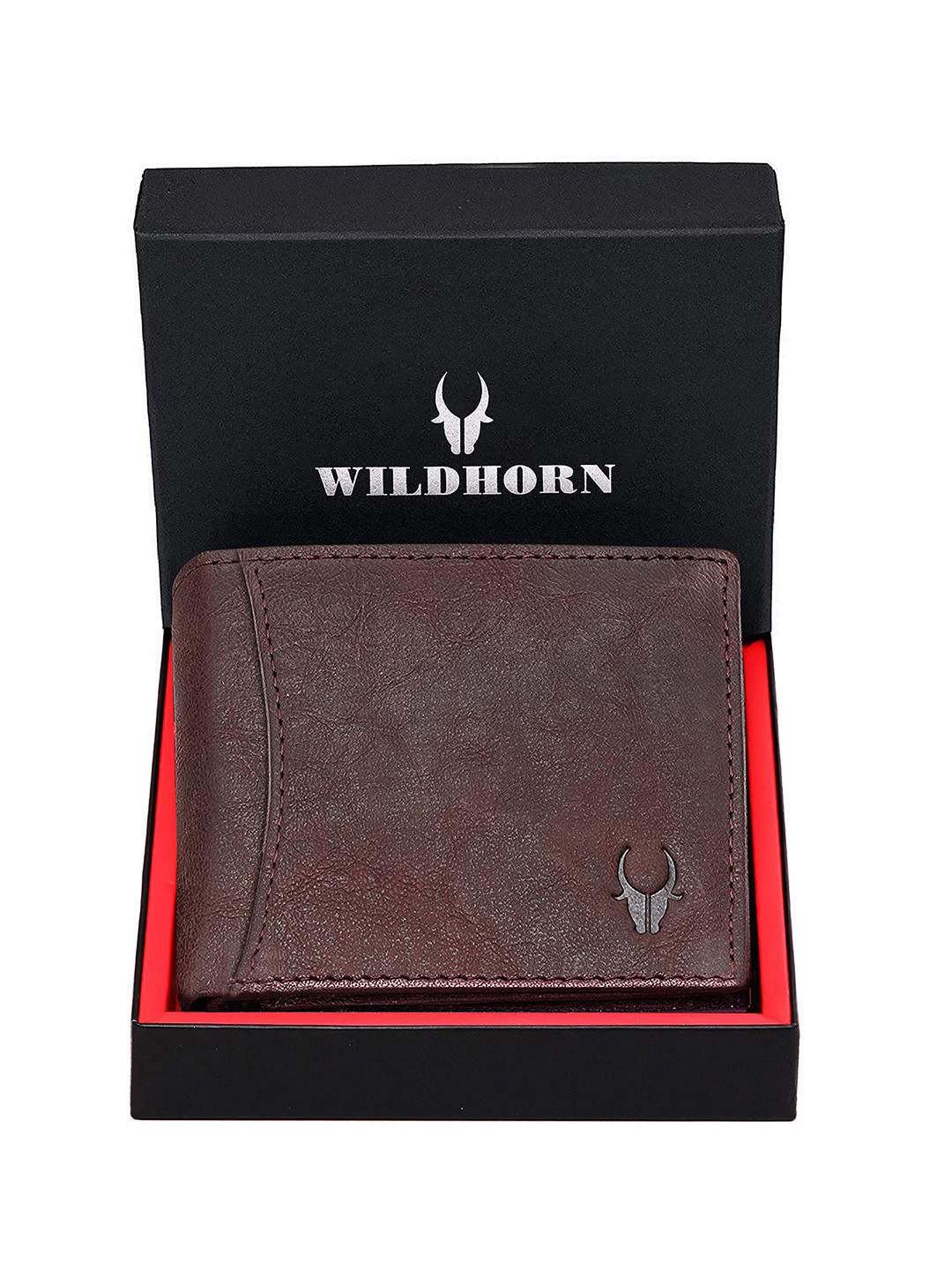 Buy WildHorn Men Brown Textured RFID Protected Genuine Leather Two Fold ...