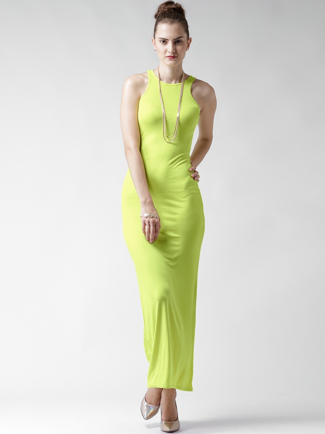 Buy Boohoo Lime Green Maxi Dress Dresses For Women 1415209 Myntra