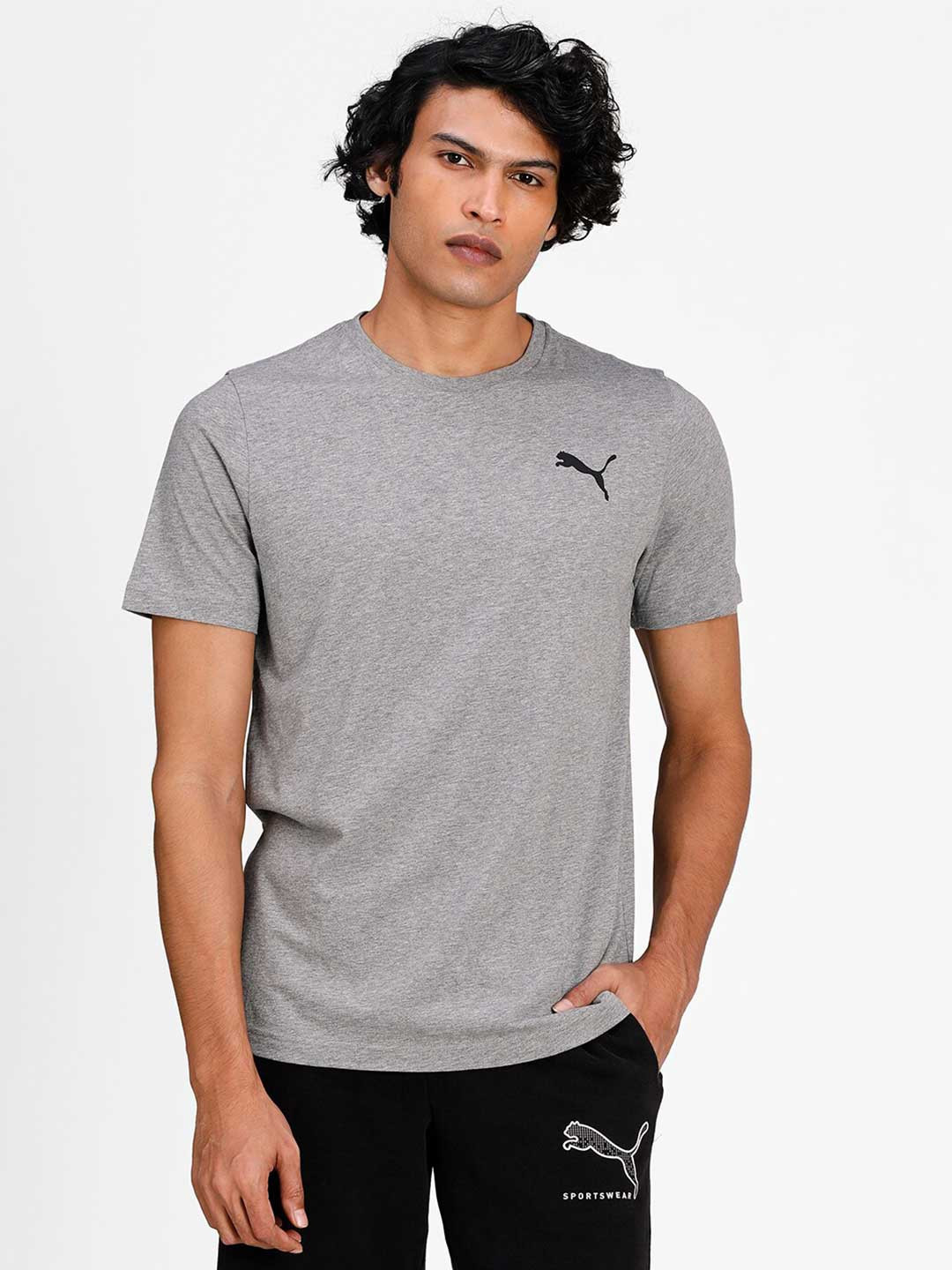 Buy Puma Men Grey ESS Cotton T Shirt - Tshirts for Men 14162930 | Myntra