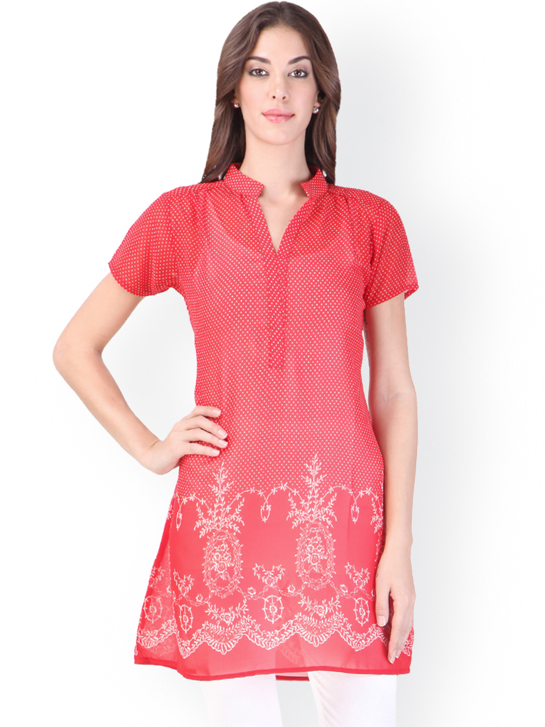 Buy Libas Red Printed Georgette A Line Kurti - Kurtis for Women 1416426 ...