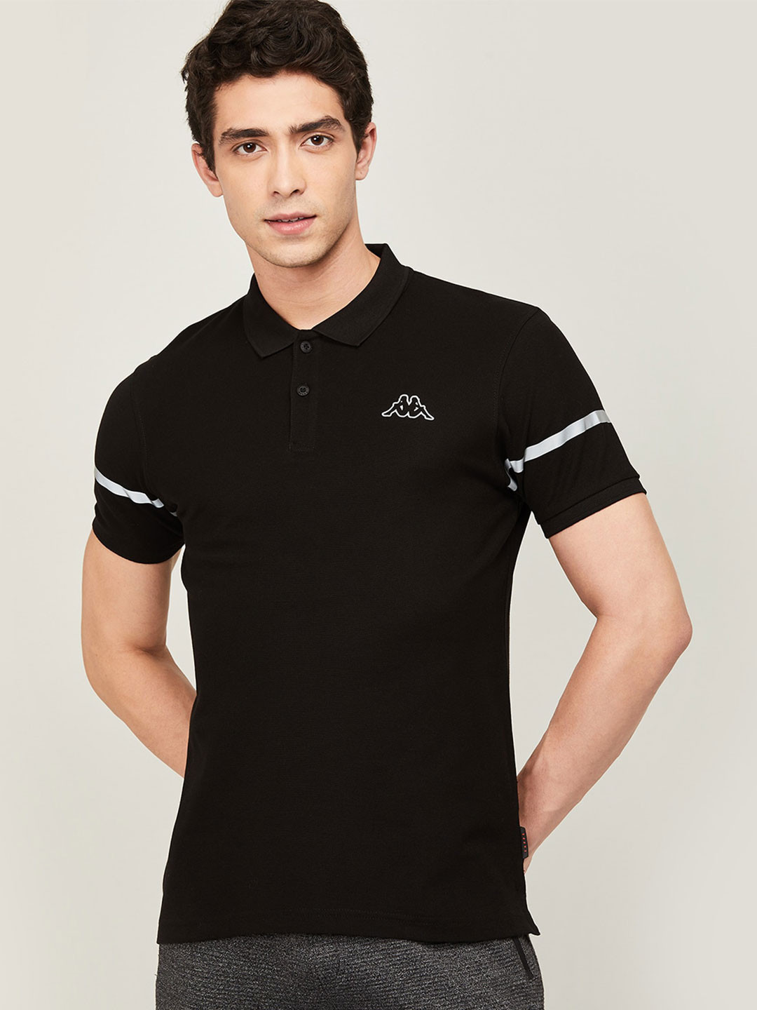 Buy Kappa Men Black Solid Polo Collar T Shirt - Tshirts for Men ...