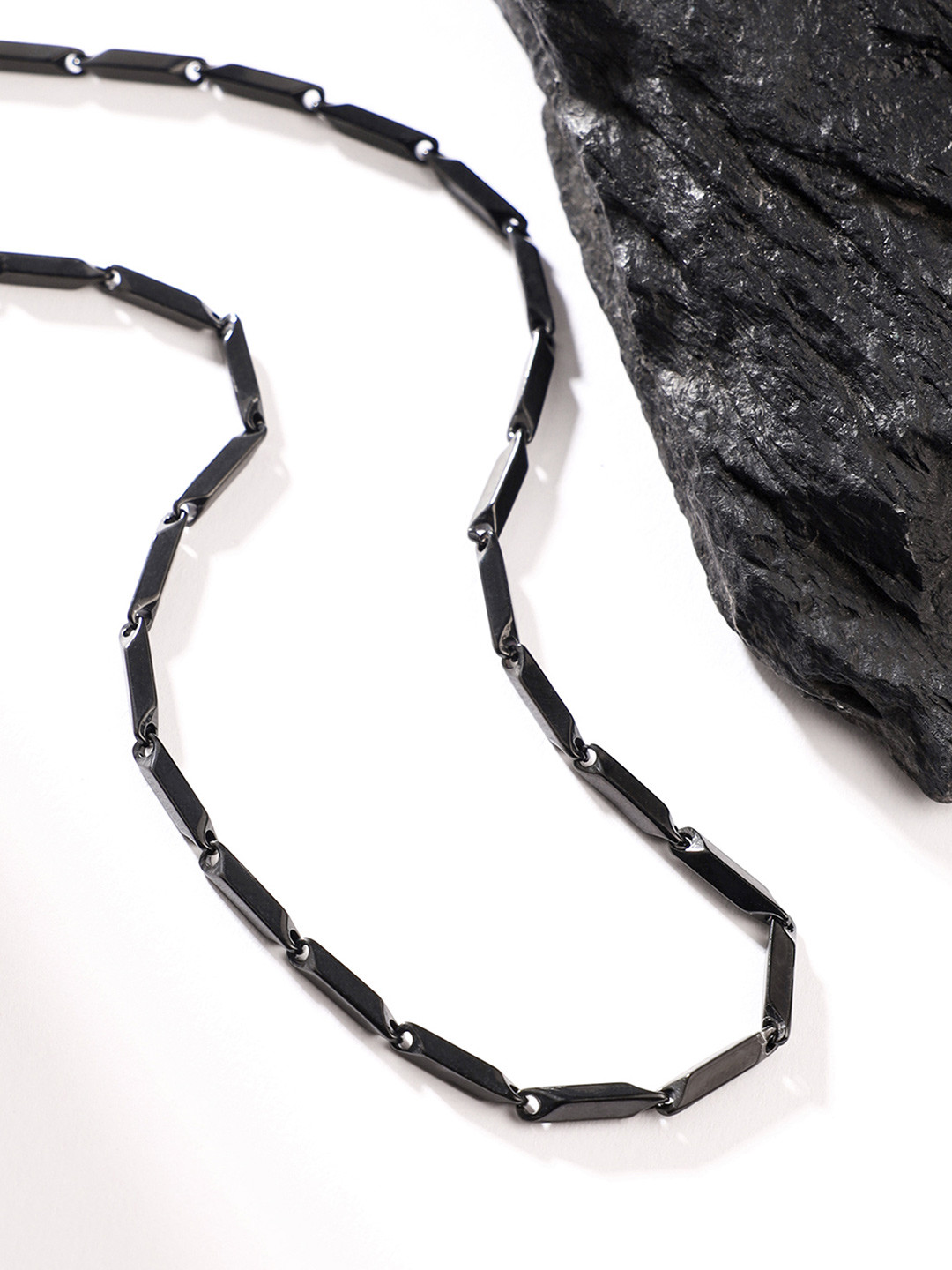 Buy Yellow Chimes Men Black Stainless Steel Rice Chain Pendant ...