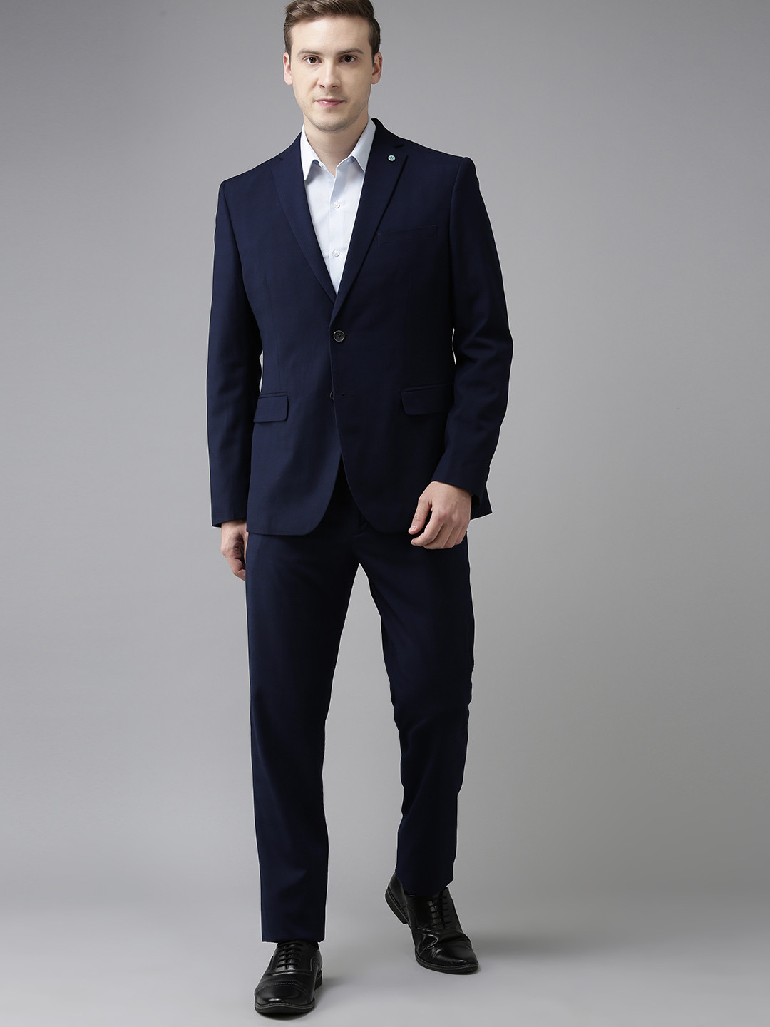 Buy Arrow Men Navy Blue Tailored Fit Checked Single Breasted Formal ...