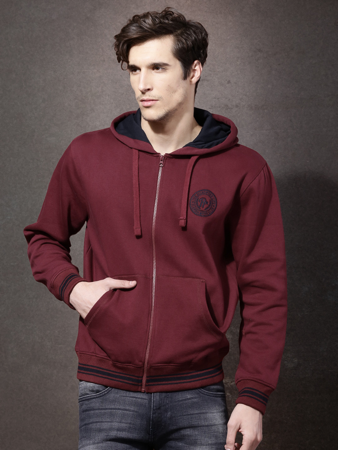 Buy Roadster Maroon Hooded Sweatshirt - Sweatshirts for Men 1417730 ...