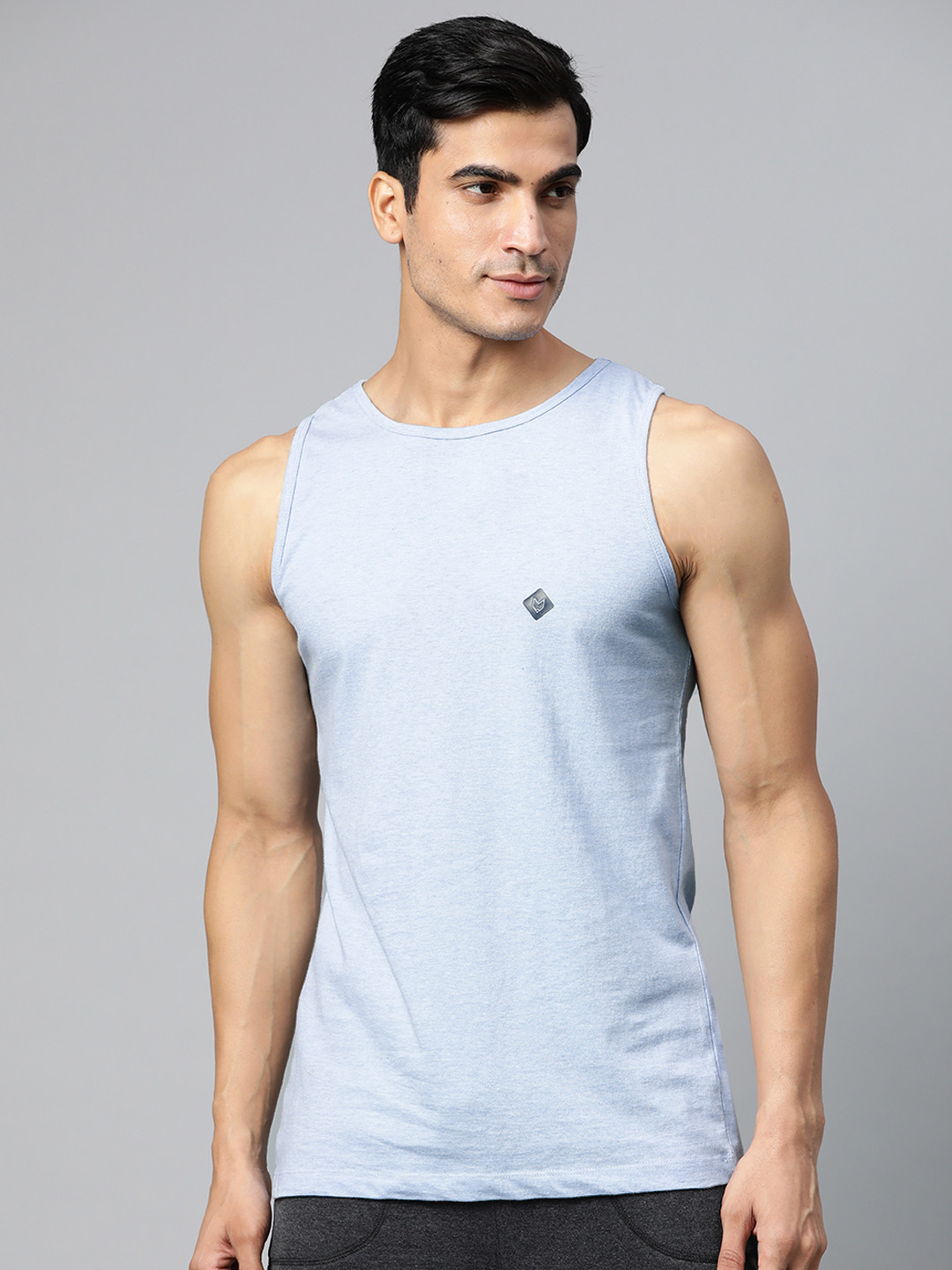 Buy Almo Wear Men Blue Solid Organic Cotton Innerwear Vest - Innerwear ...