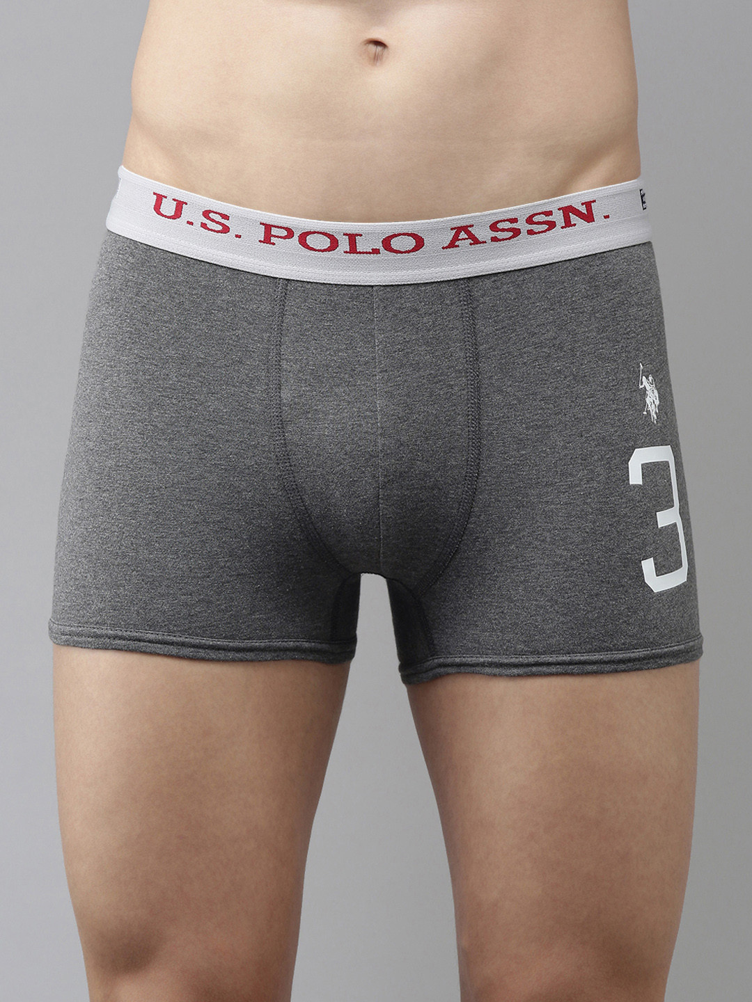 Buy U.S. Polo Assn. Men Grey Solid Cotton Trunks I015 031 P1 - Trunk ...