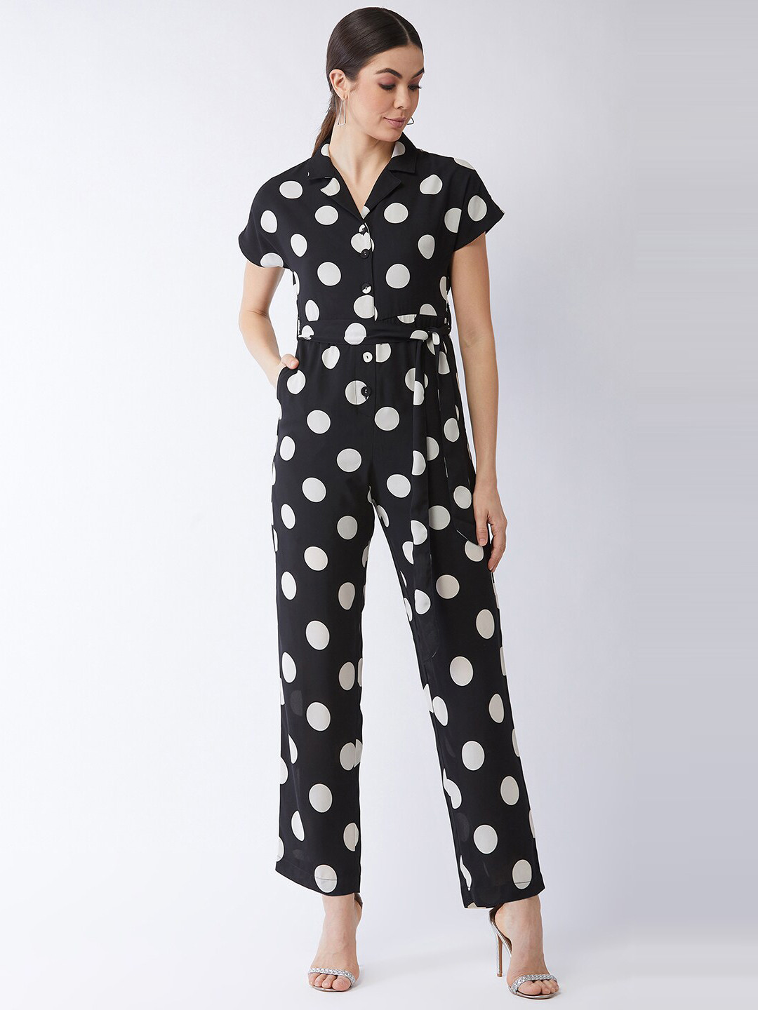 Buy MAGRE Women Black & White Printed Basic Jumpsuit - Jumpsuit for ...