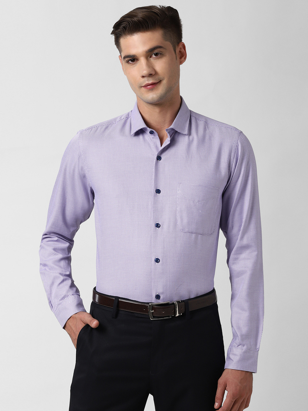 Buy Peter England Men Purple Self Design Formal Shirt - Shirts for Men ...