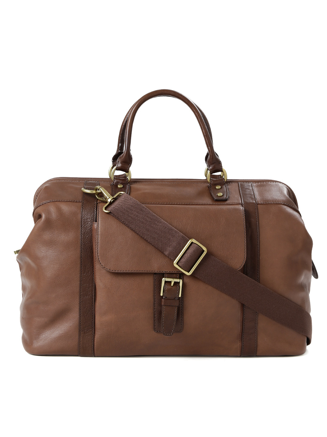 Buy Fossil Men Brown Leather Duffle Bag - Duffel Bag for Men 1420673 ...