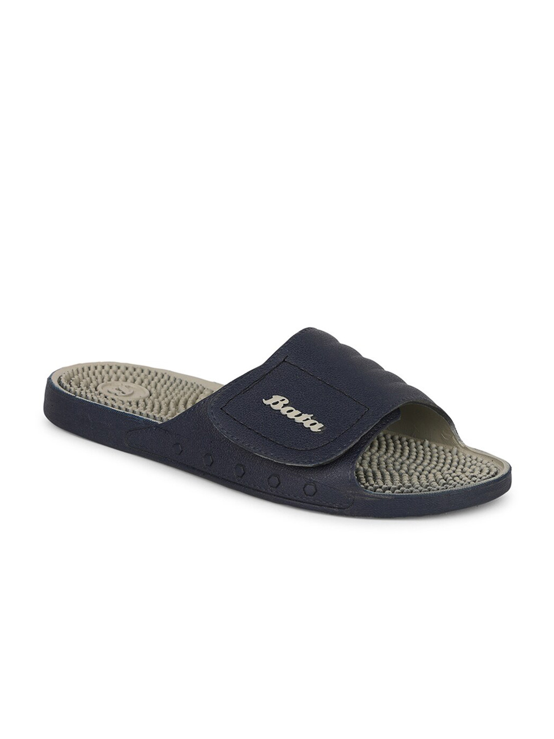 Buy Sandak By Bata Men Navy Blue Solid Sliders - Flip Flops for Men ...