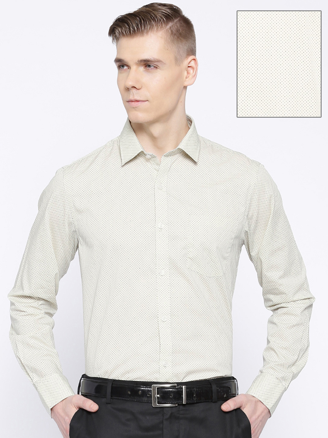 Buy Arrow Cream Coloured Printed Slim Fit Formal Shirt - Shirts for Men ...