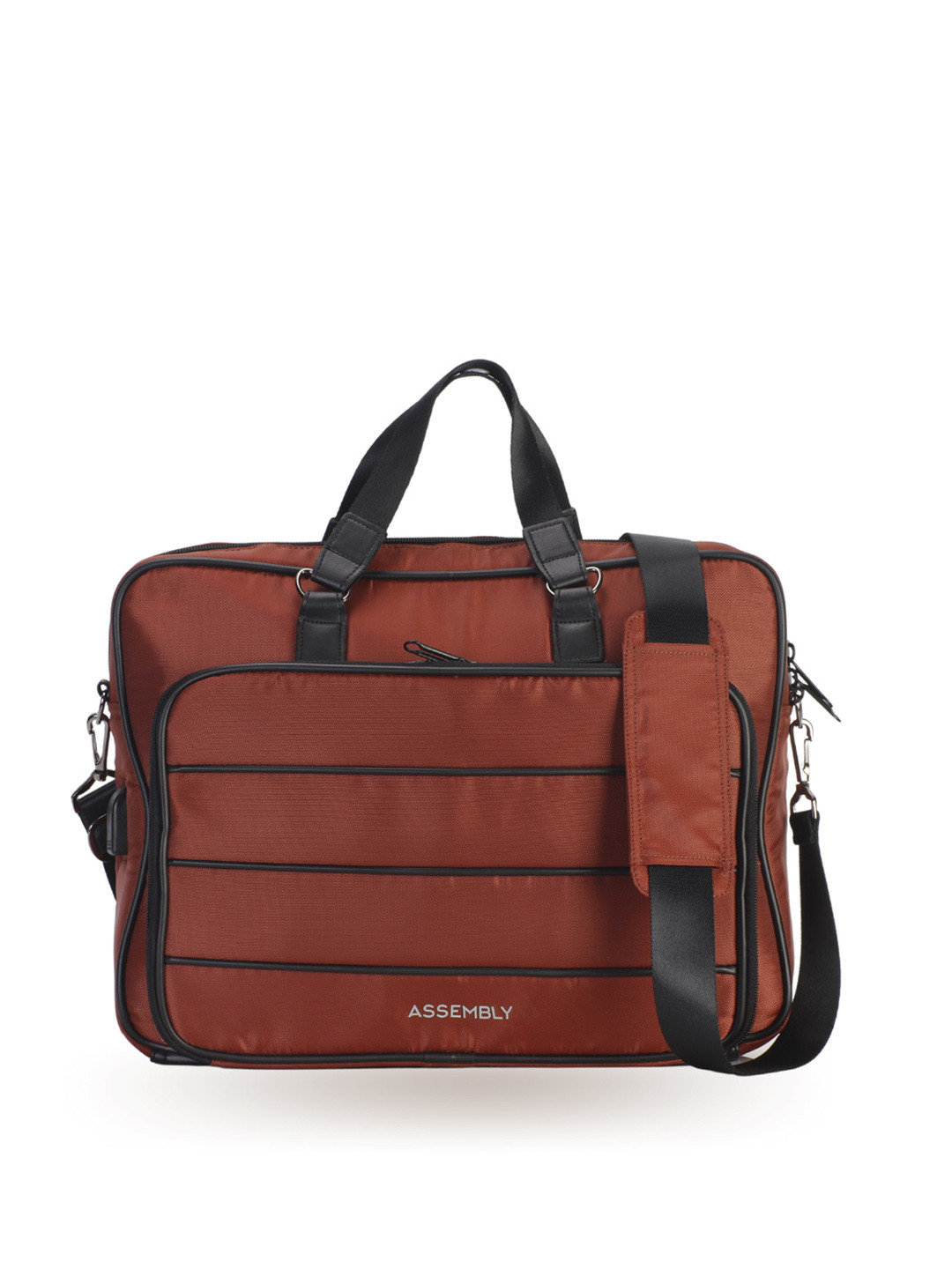 Buy THE ASSEMBLY Unisex Rust & Black 15 Inch Waterproof Laptop Bag With ...