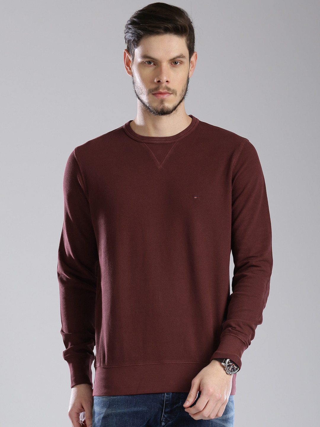 Buy Tommy Hilfiger Maroon Sweatshirt - Sweatshirts for Men 1425741 | Myntra