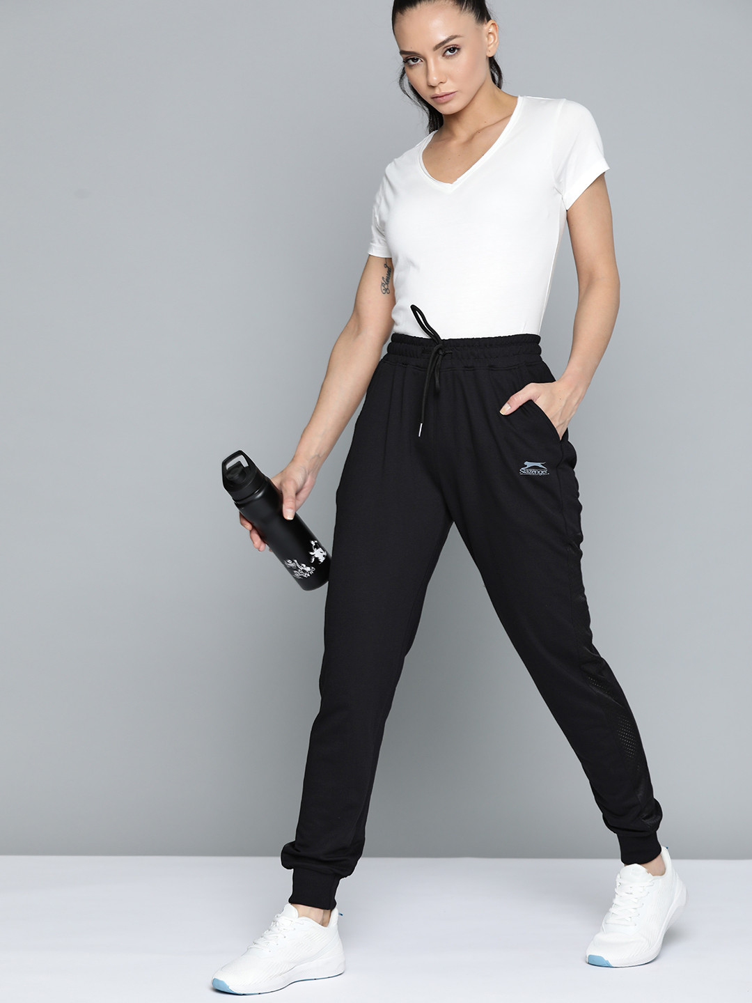 Buy Slazenger Women Black Solid Joggers - Track Pants for Women ...