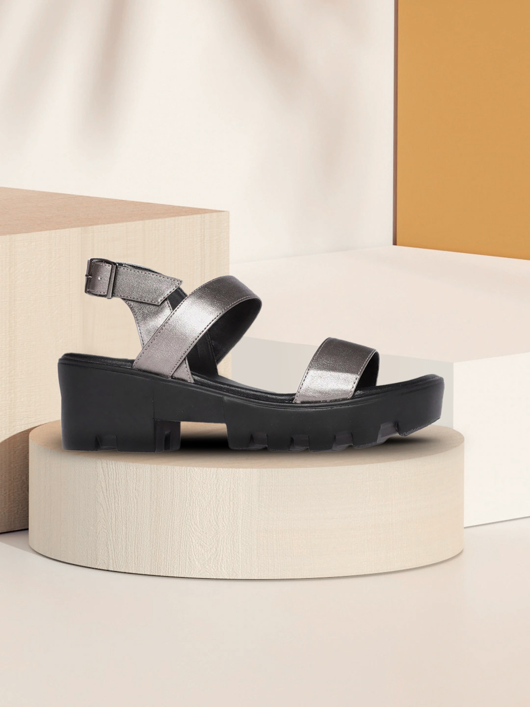 Buy Roadster Women Gunmetal Toned Solid Platform Heels - Heels for ...