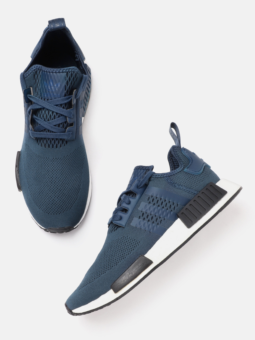 Buy ADIDAS Originals Men Navy Blue Woven Design NMD_R1 Sneakers ...
