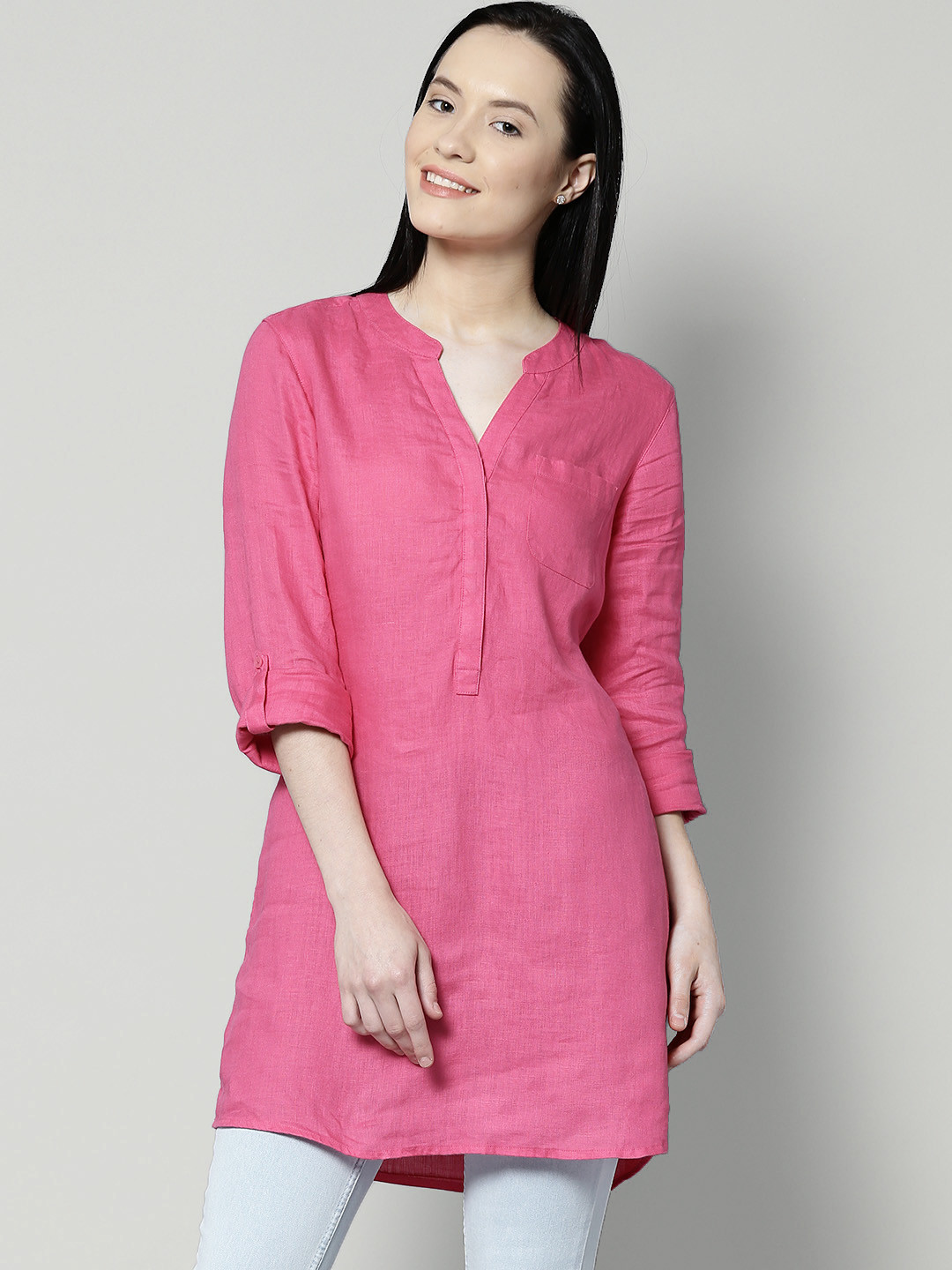 Buy Marks & Spencer Pink Linen Tunic - Tunics for Women 1428509 | Myntra