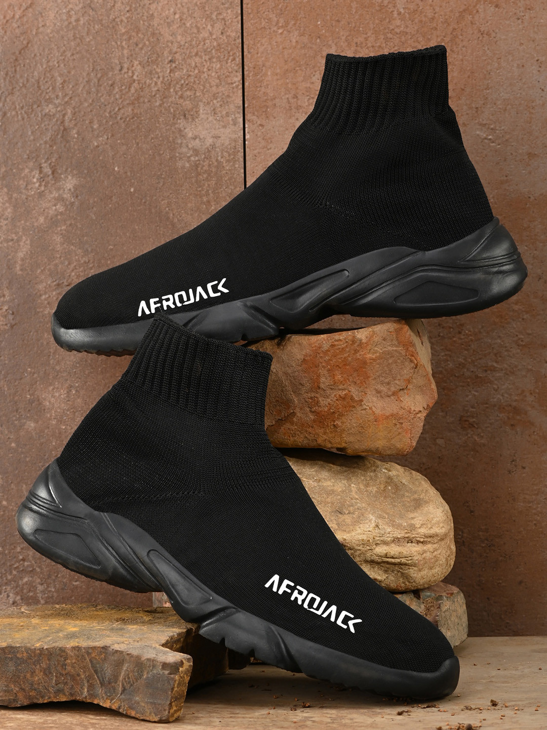 Buy AfroJack Men Black Textile High Top Running Shoes - Sports Shoes ...