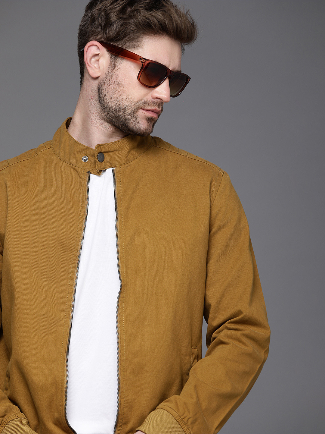 Buy WROGN Men Brown Solid Bomber Jacket - Jackets for Men 14296068 | Myntra