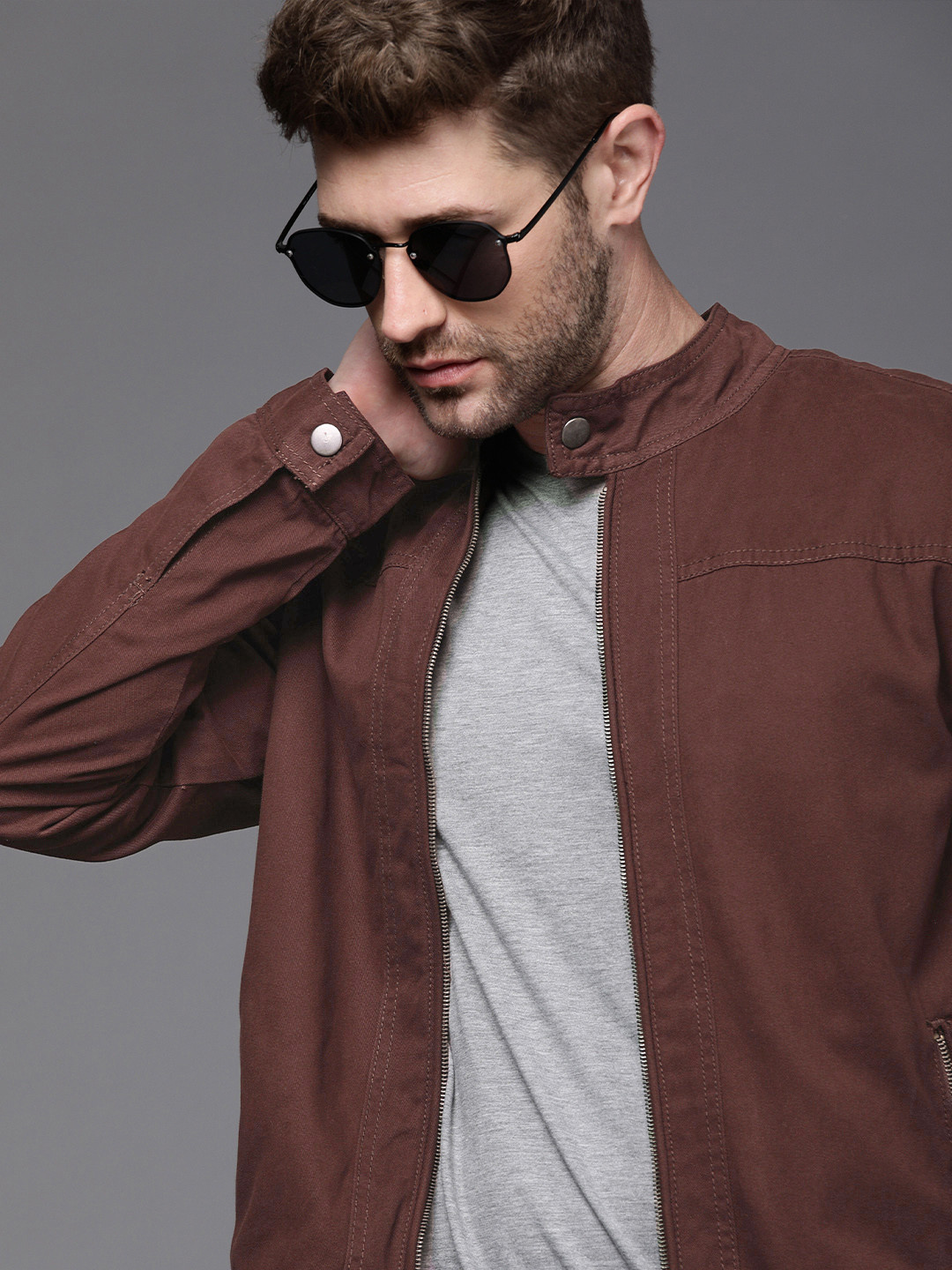 Buy WROGN Men Coffee Brown Pure Cotton Tailored Jacket - Jackets for ...