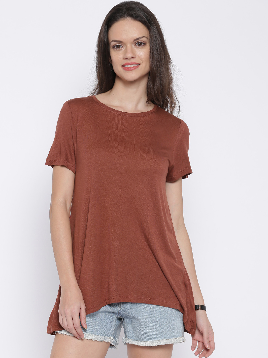 Buy ONLY Rust Brown T Shirt - Tshirts for Women 1429802 | Myntra