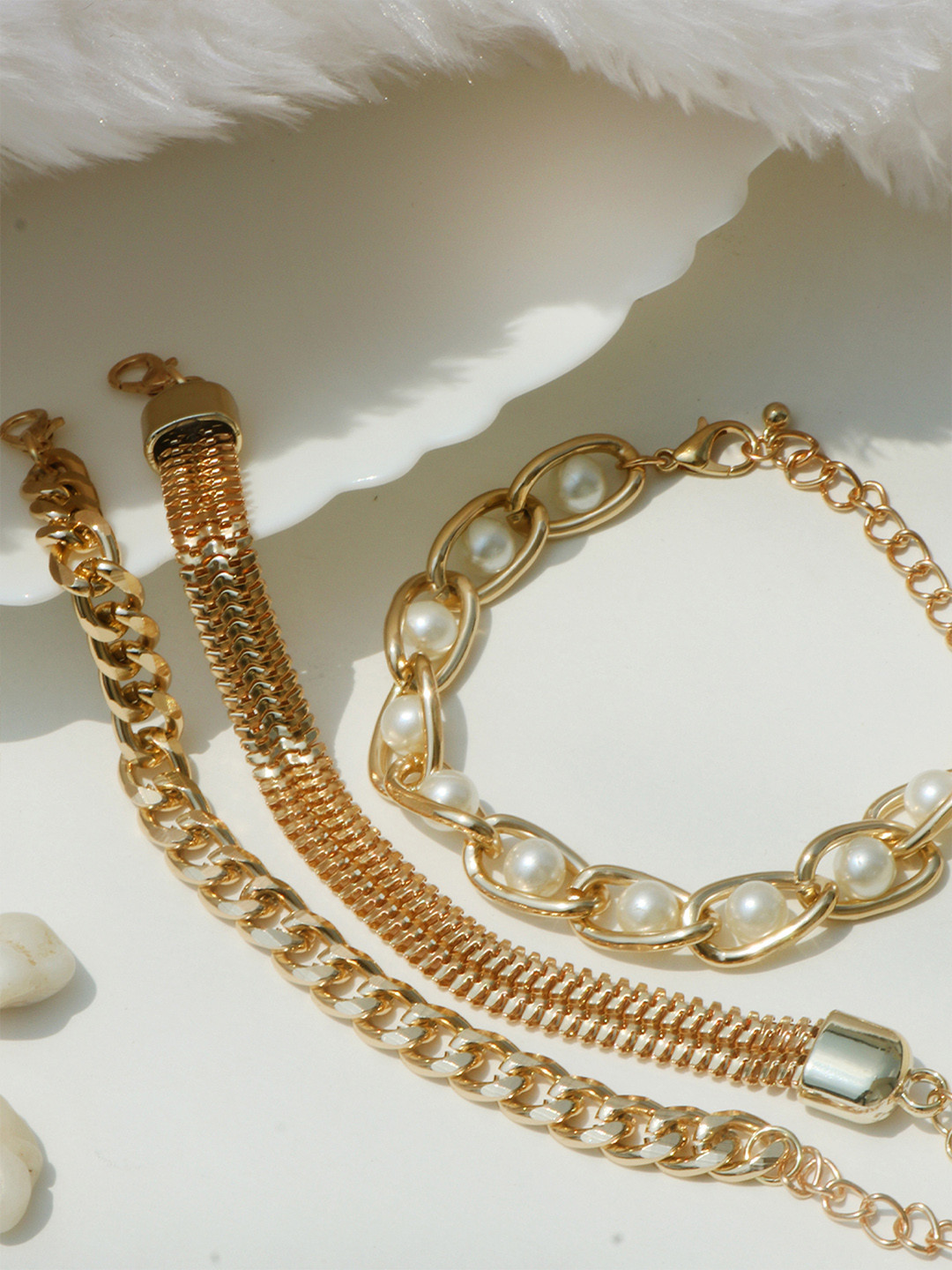 Buy JOKER & WITCH Women Set Of 3 Bracelets Gold Toned Bracelets - Bracelet for Women 14304236 ...