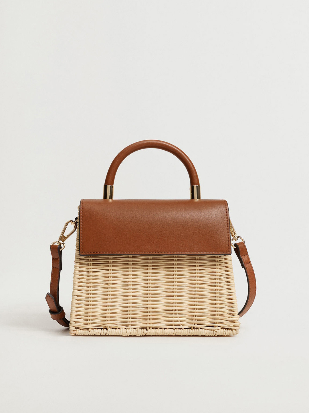 Buy MANGO Beige & Brown Sustainable Woven Design Satchel - Handbags for ...