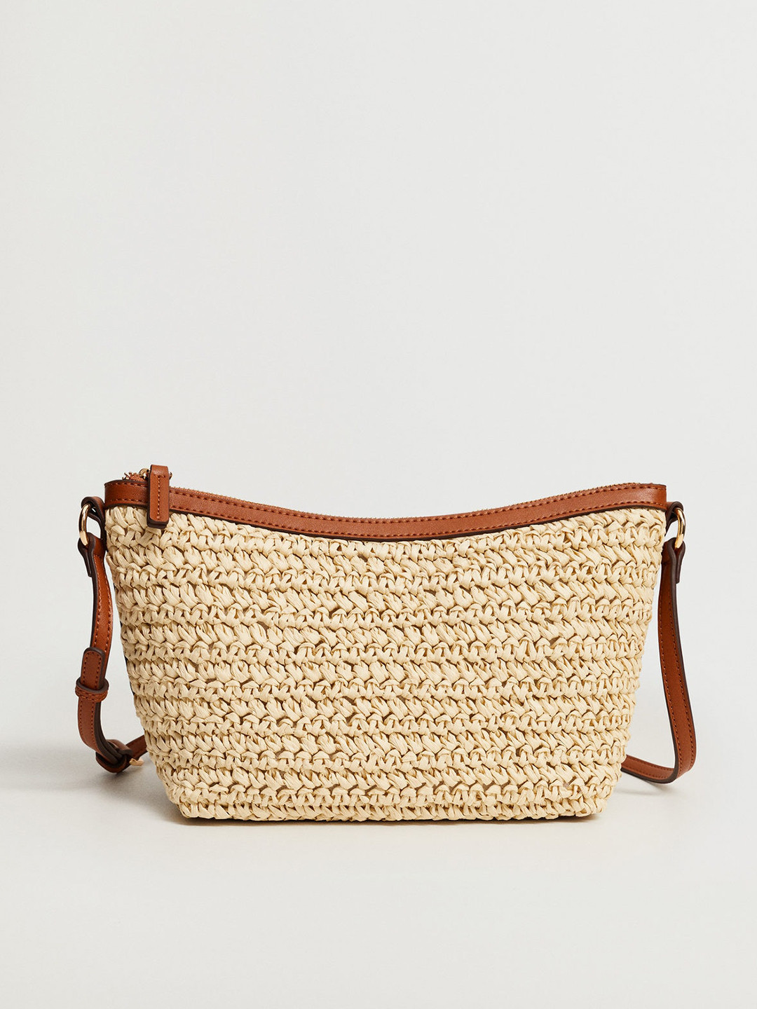 Buy MANGO Beige Woven Design Sustainable Sling Bag - Handbags for Women ...