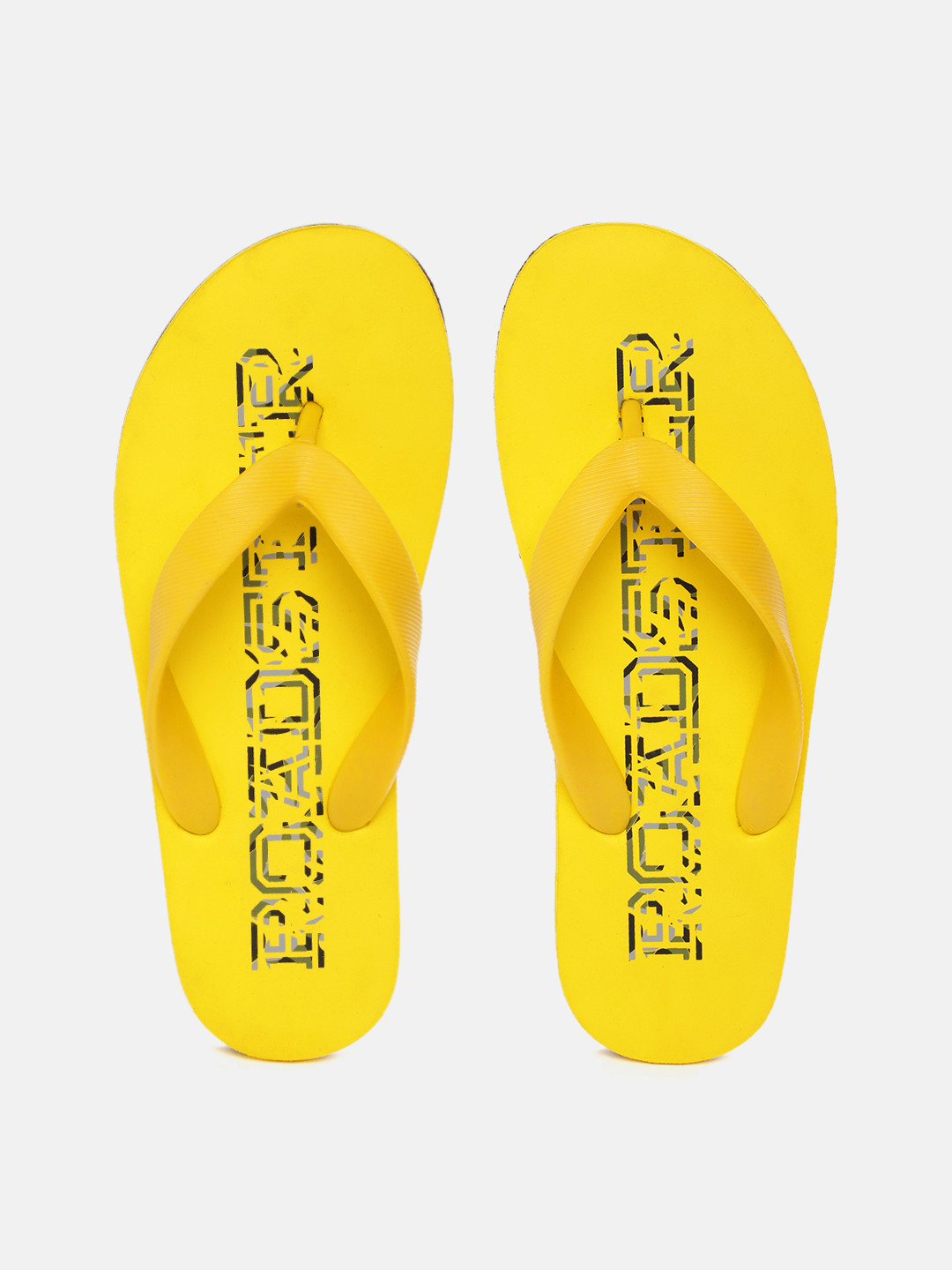 Buy Roadster Men Yellow & Green Printed Thong Flip Flops - Flip Flops ...